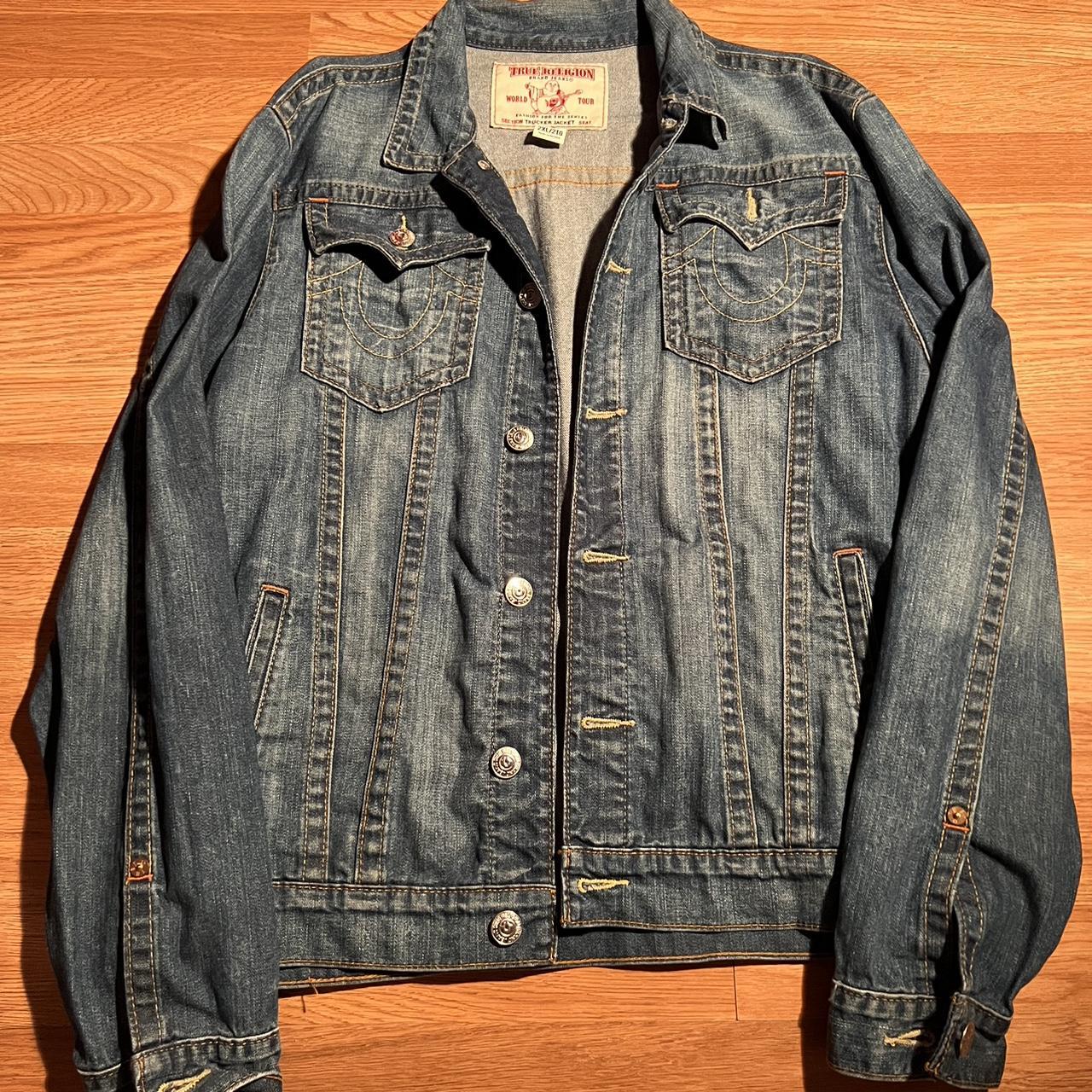 True Religion Men's Blue Jacket | Depop