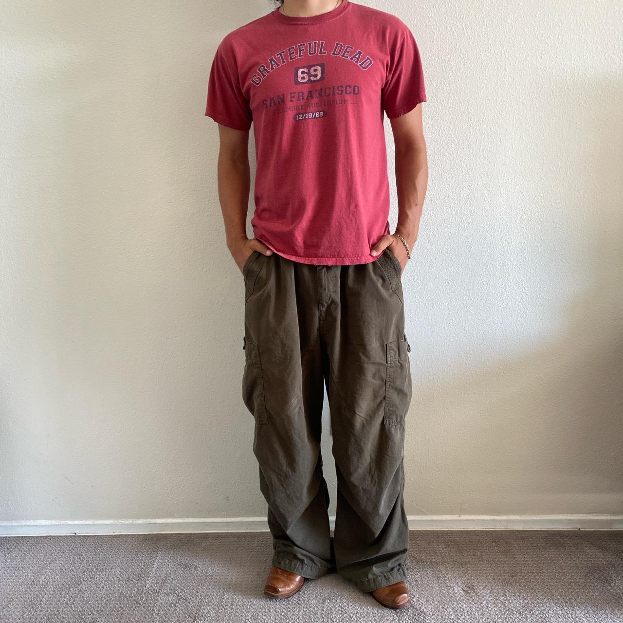 liquid blue Men's Navy and Red T-shirt | Depop