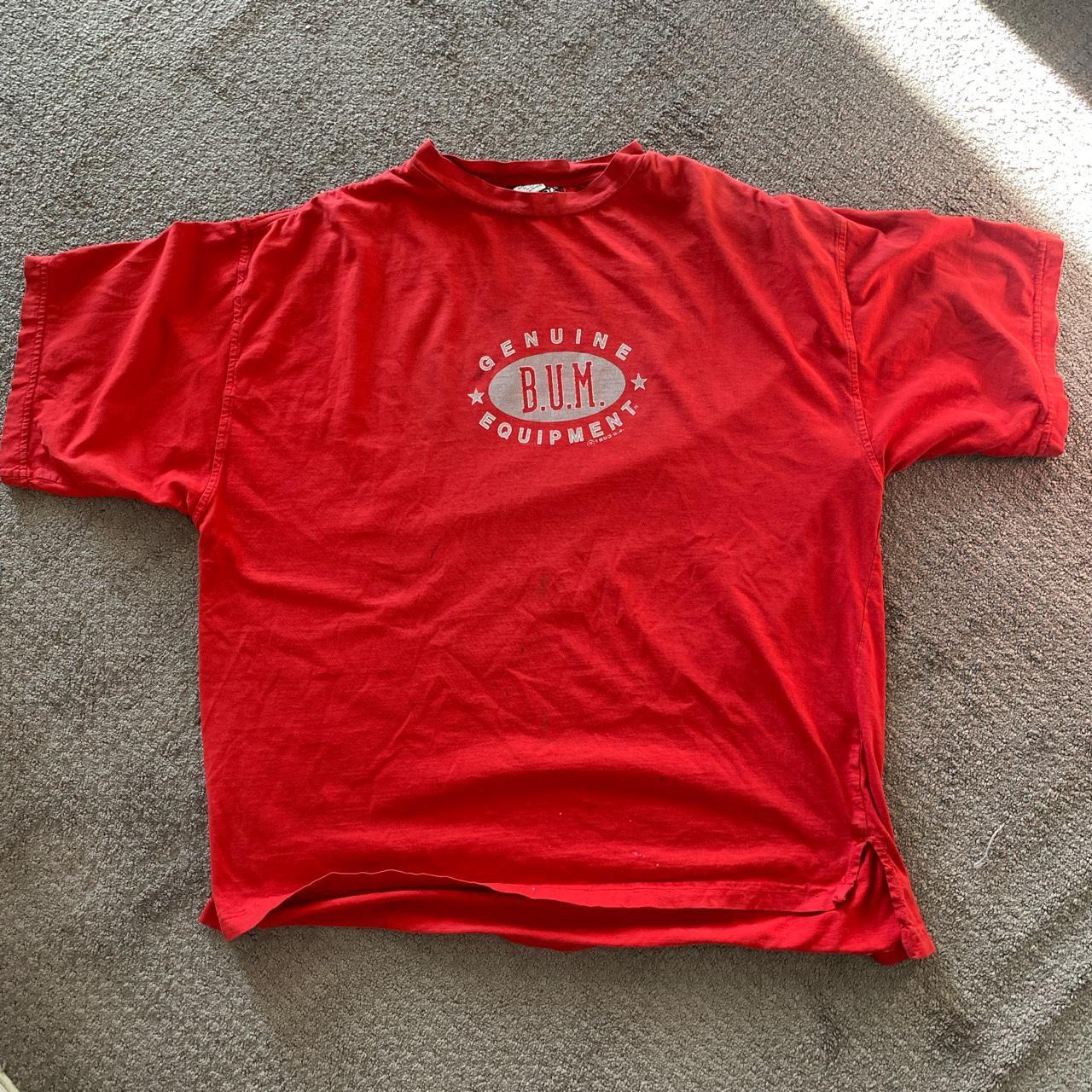 B.U.M. Equipment Men's Red and Grey T-shirt | Depop