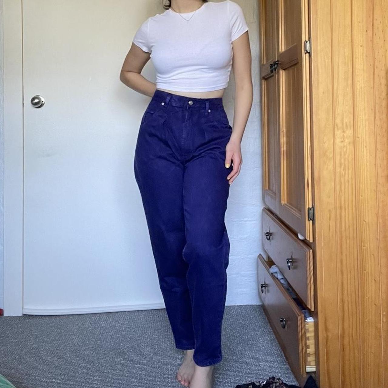 AMAZING high-waisted denim dark/deep purple mom /... - Depop