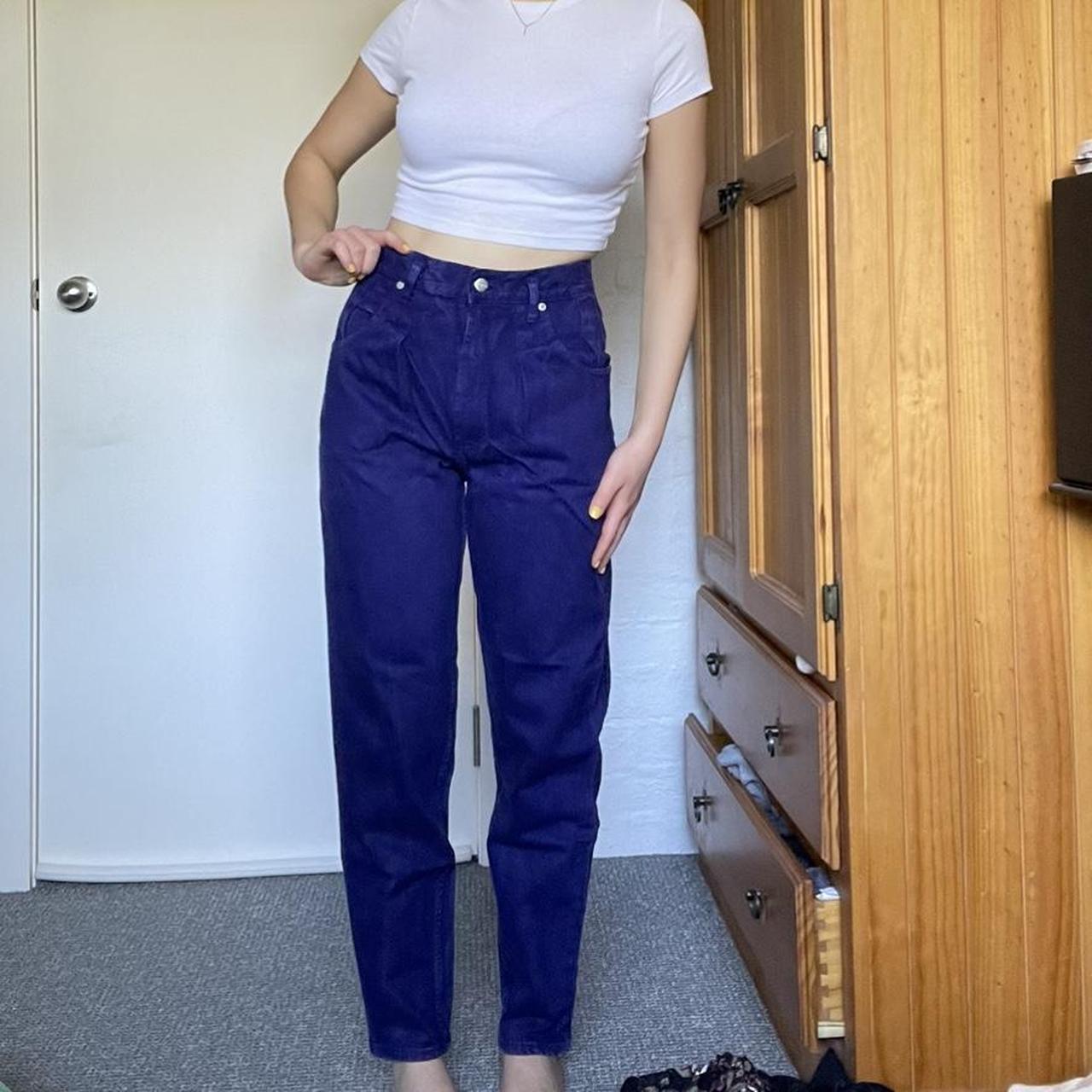 AMAZING high-waisted denim dark/deep purple mom /... - Depop
