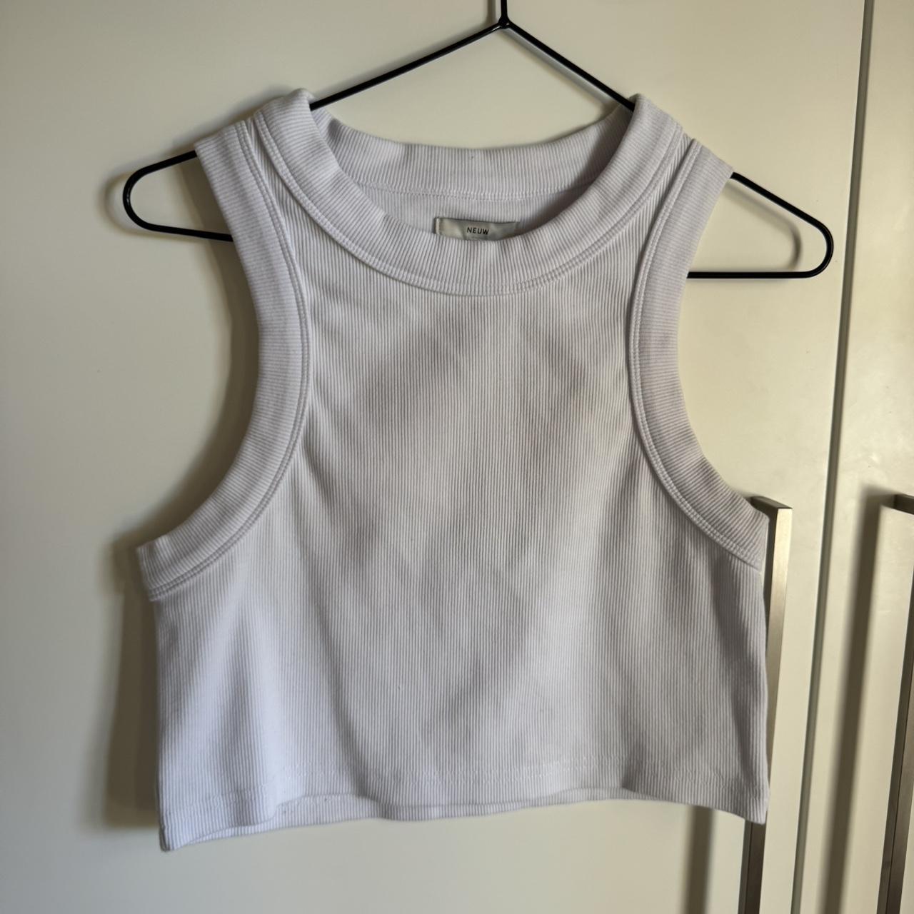 NEUW White womens ribbed tank (perfect condition,... | Depop