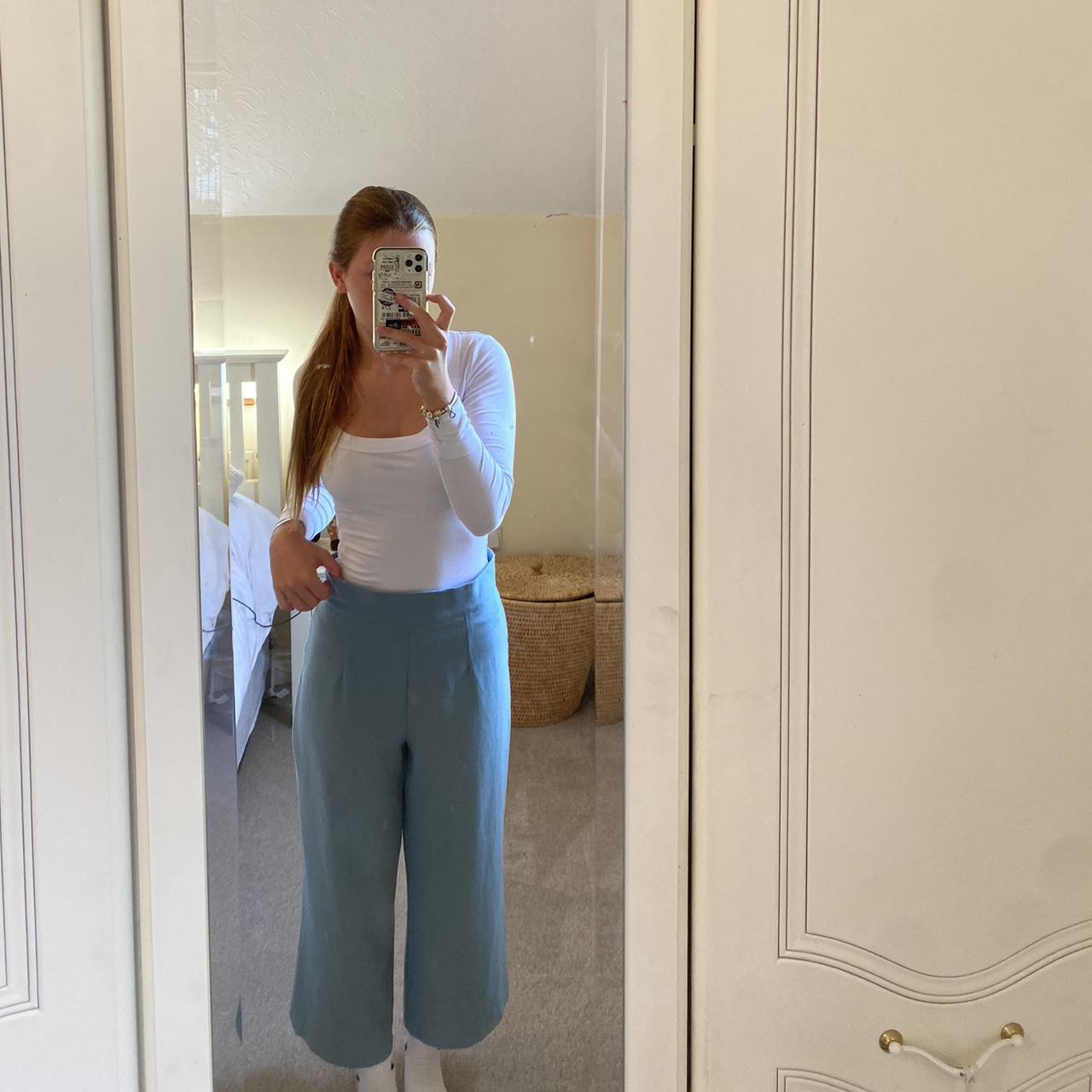 Pretty little thing baby blue trousers 🐋 Size 8 but... - Depop