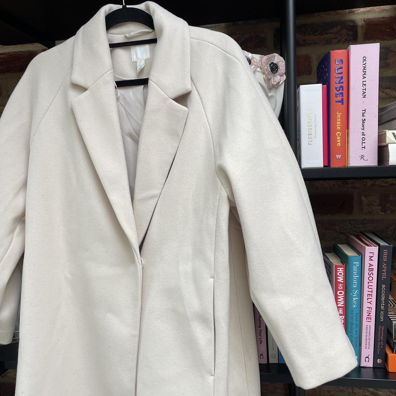Cream H&M Longline Coat Size Small In very good... - Depop