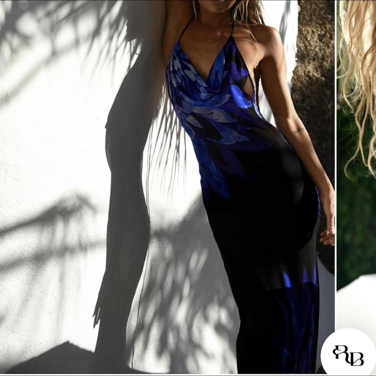 Rat & Boa Women's Black and Blue Dress | Depop