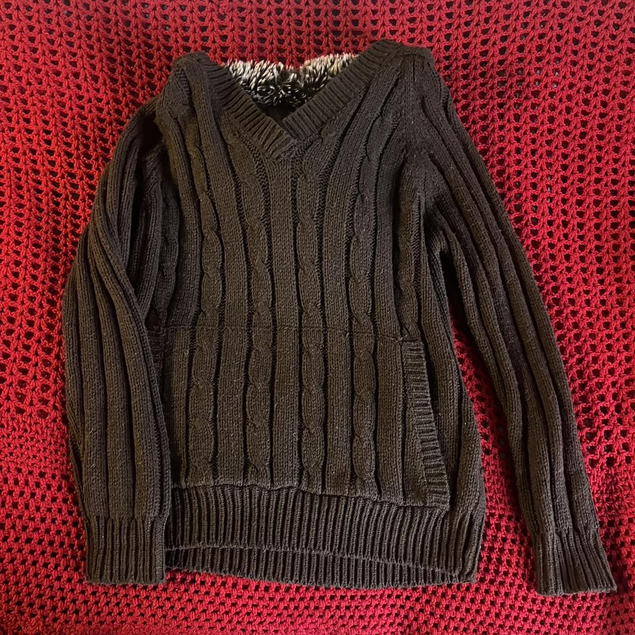 Supa supa cool knitted brown sweater Fur hood !!!!!!... - Depop