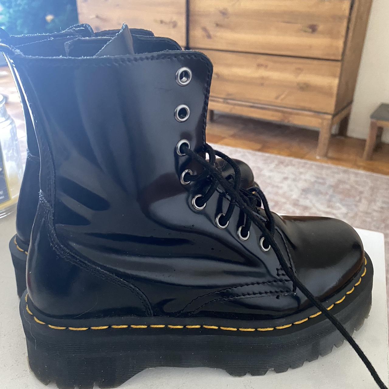 Dr Martens Jadon platform black patent leather boots - Depop