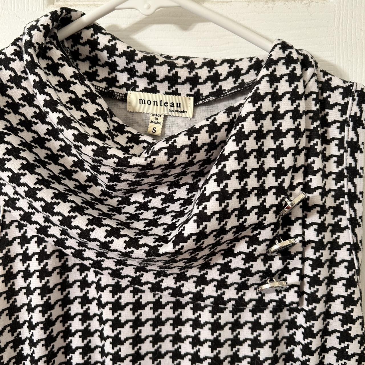 Black and white houndstooth dress with a collar and... | Depop