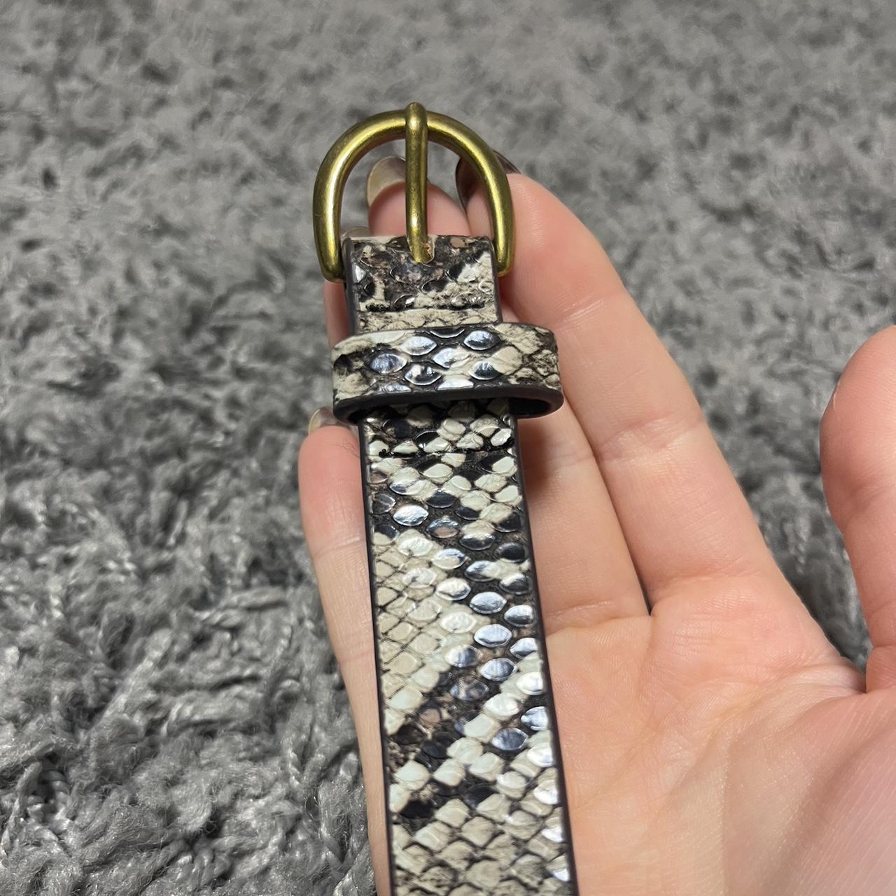 American Eagle Black and White Snake Print Belt - Depop