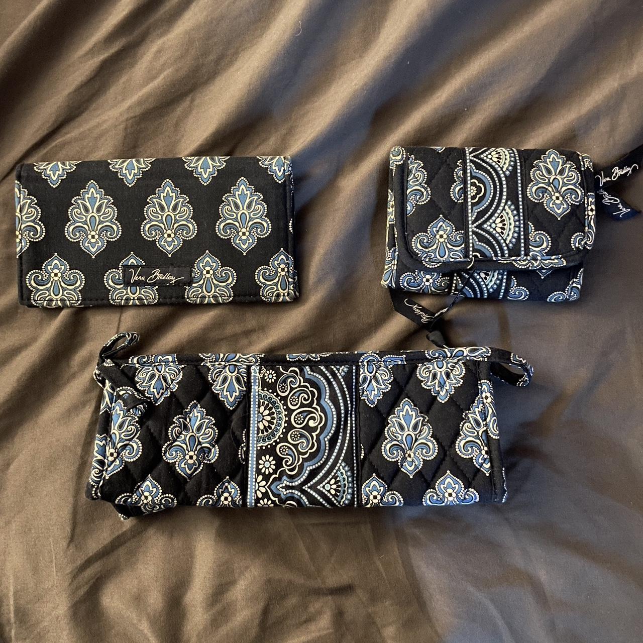 3 piece vera bradley wallets, navy blue, floral... - Depop