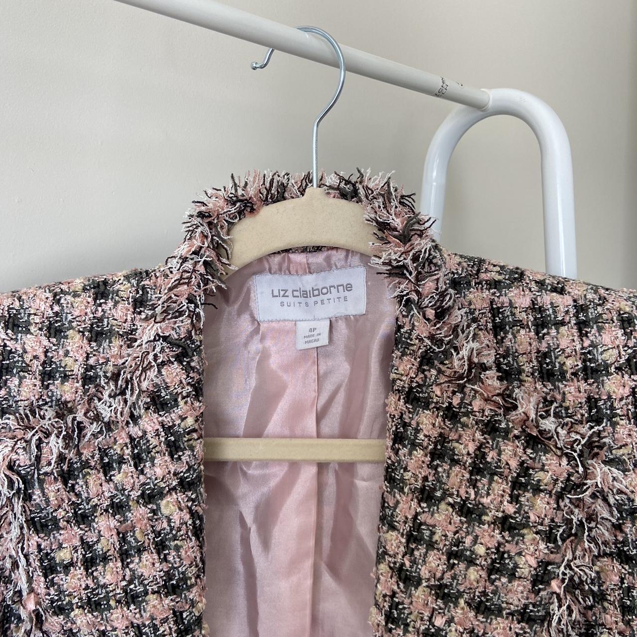 Liz Claiborne Plaid Tweed Blazer -2 side pockets... - Depop