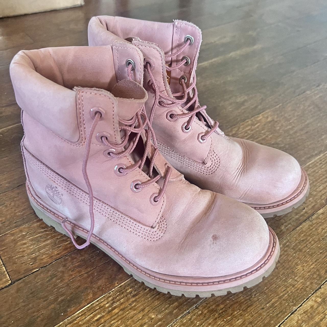 Timberland Women's Pink Boots | Depop