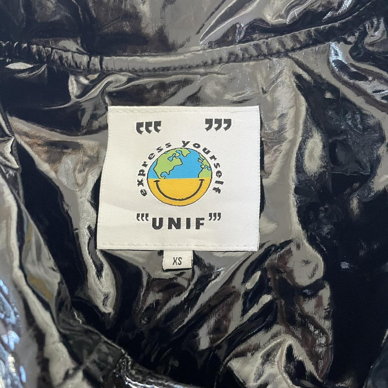 Unif black shiny jacket - Depop