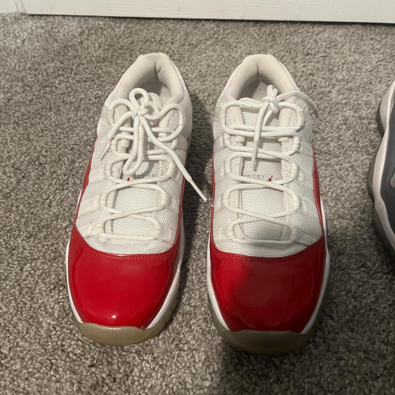 jordan 11 cherry lows size 7 gs bottoms are... | Depop