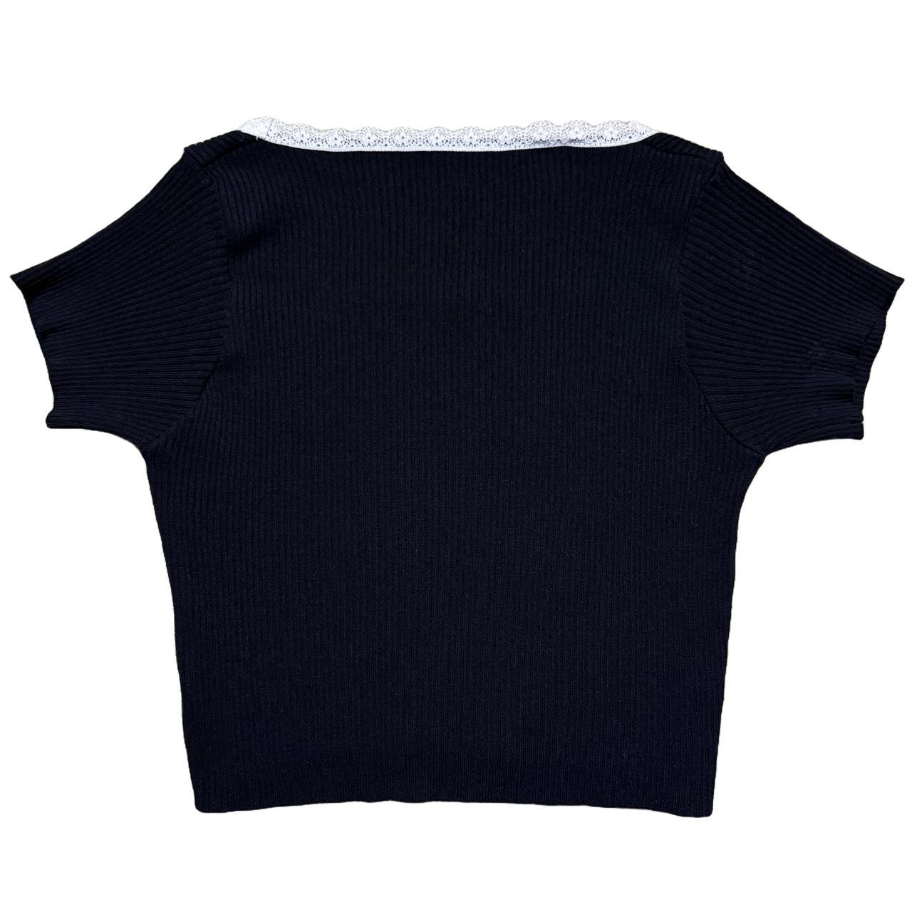 Sistyr Black Square Neckline T-Shirt with White Lace... - Depop