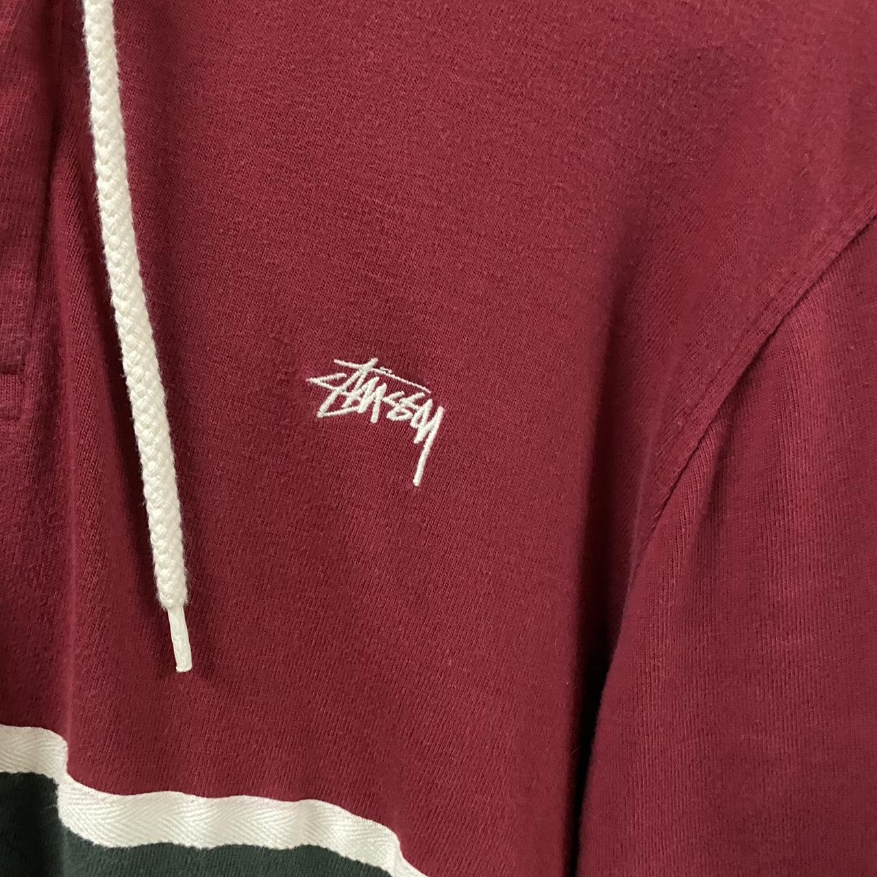 STUSSY Red & Green Hoodie Size: XL - Depop