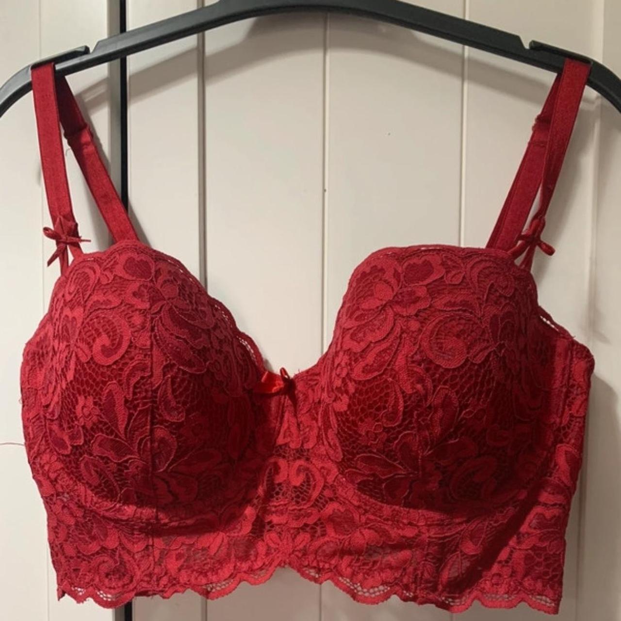 Red lace top/bra - brand new never worn. Padded,... - Depop