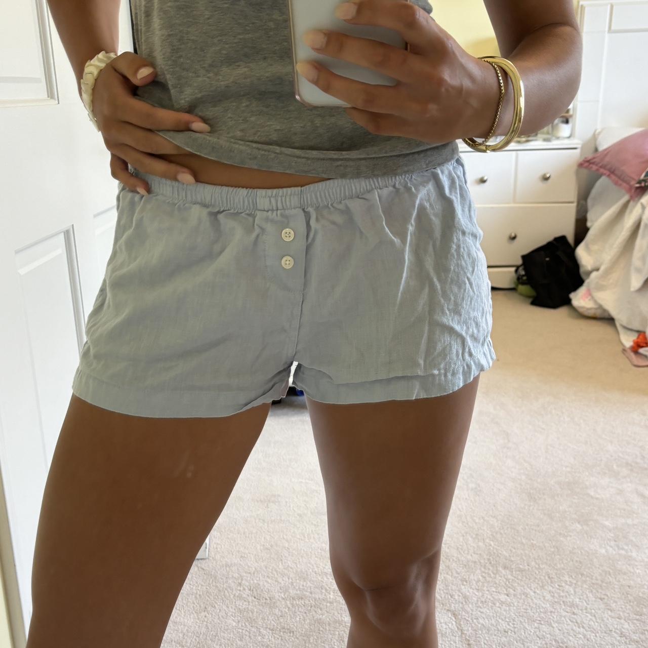 Brandy Melville kiera blue linen boxer... - Depop