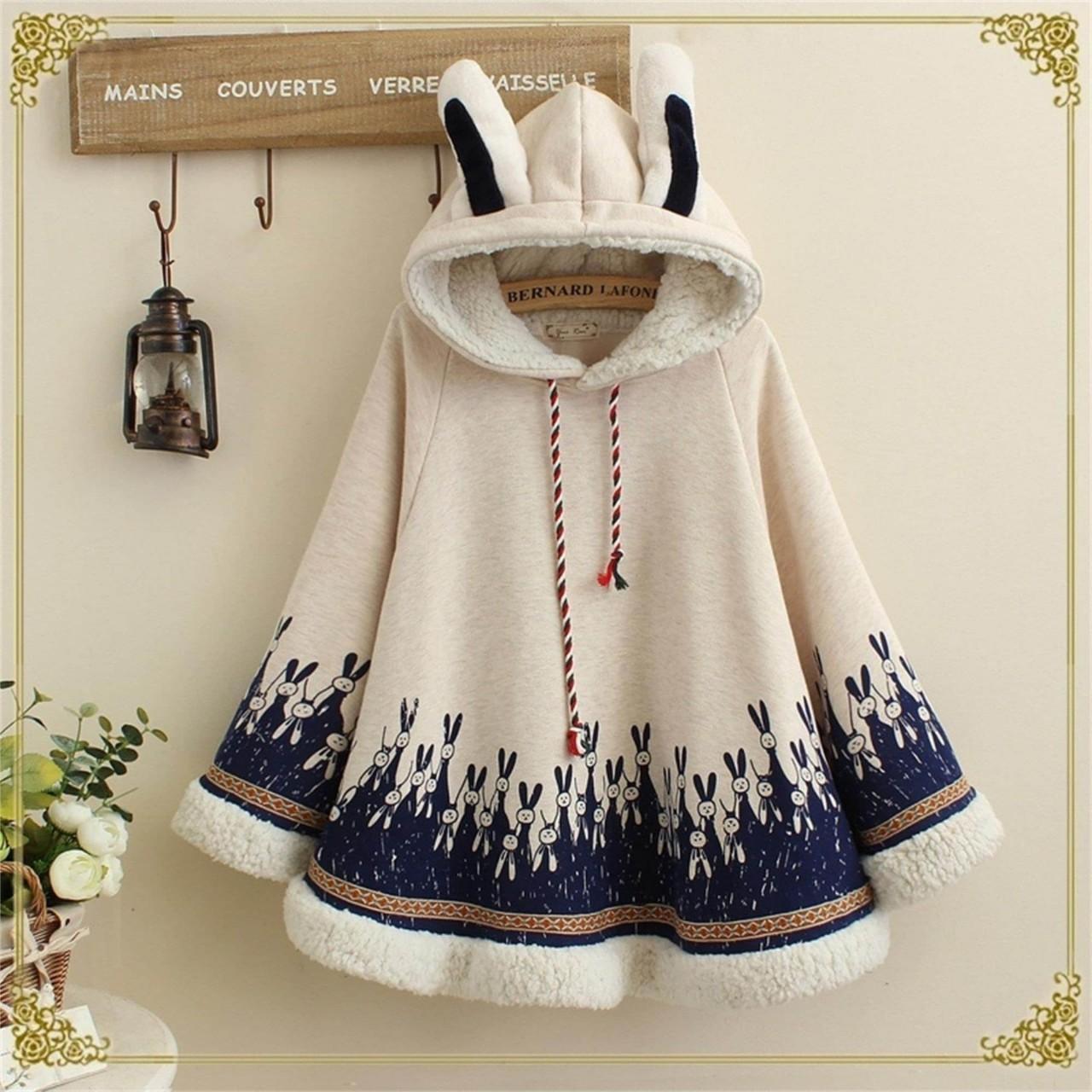 super cute fur/fleece lined hooded winter cape... - Depop