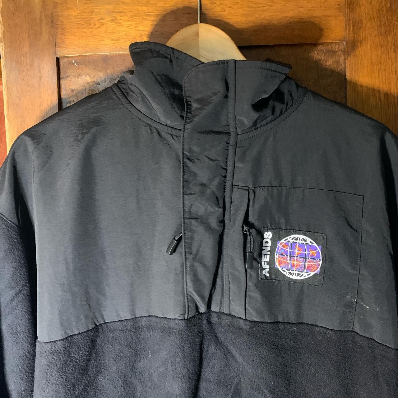 Afends fleece Black - panelled 3/4 zip & button up... - Depop