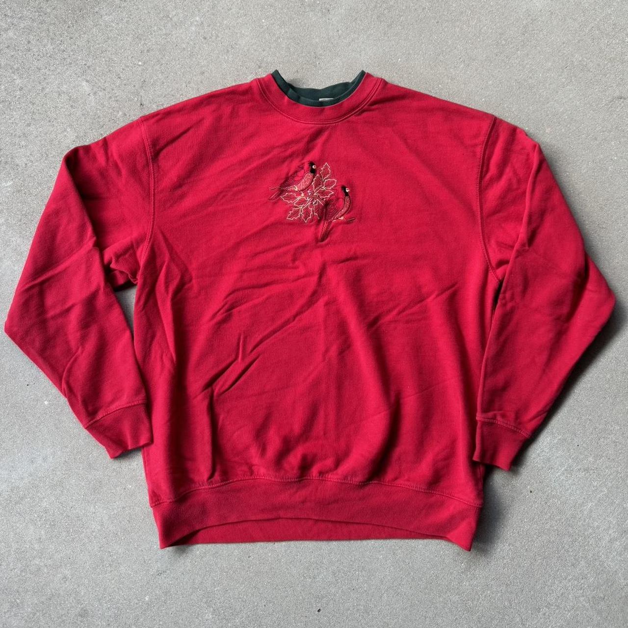 m & sportswear vintage red cardinal sweater • pit to... | Depop
