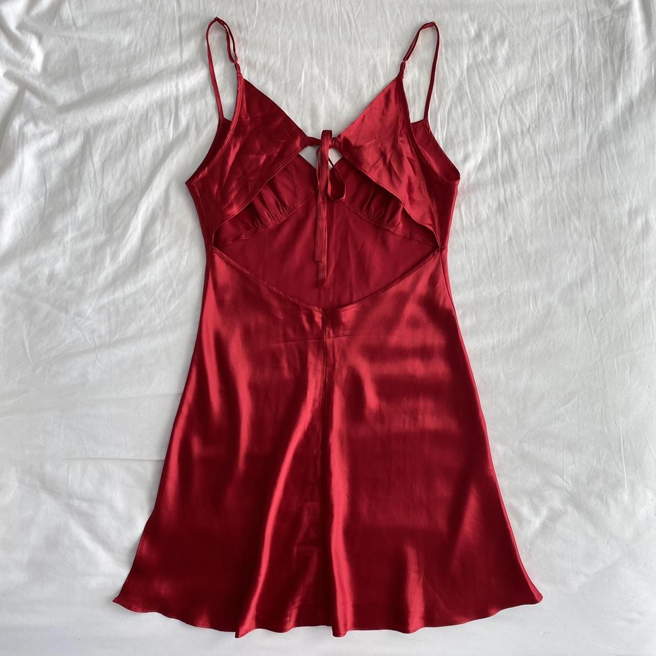 Victoria's Secret red silk slip dress Open back,... - Depop