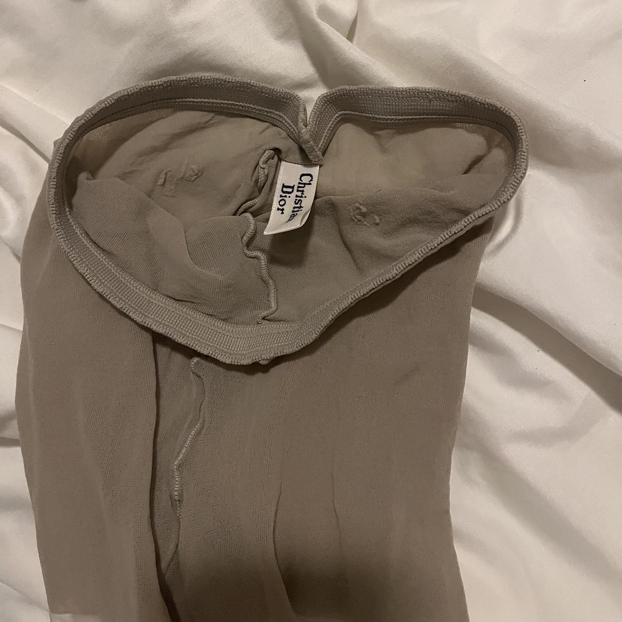 Christian Dior Women's Cream and Tan Hosiery-tights | Depop