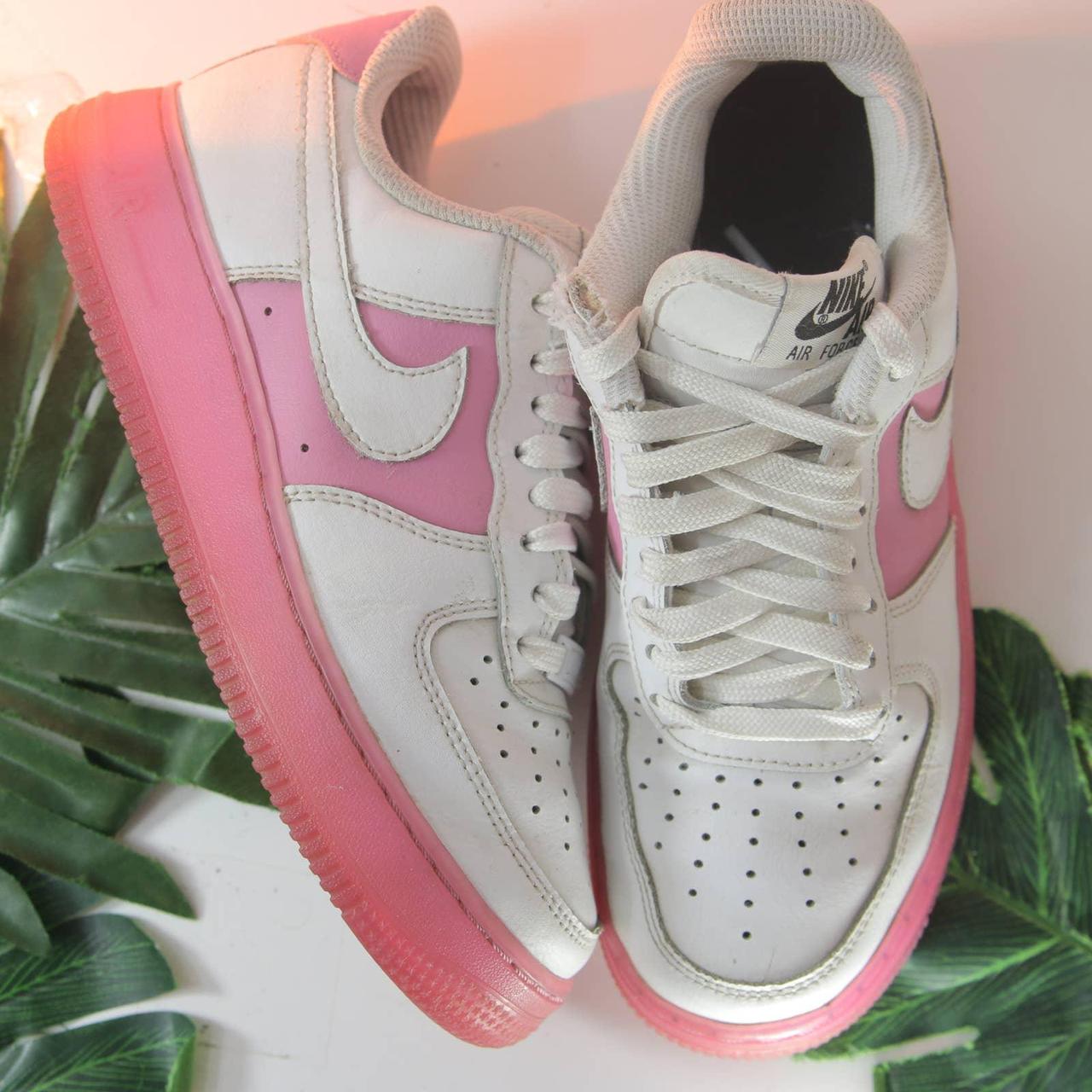 Name: Nike Af1 Air Force 1 Low Pink White Shoes size... - Depop