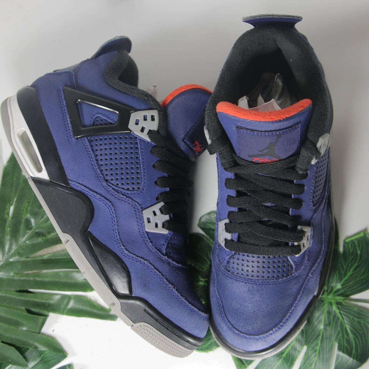 Name: Nike Air Jordan 4 Blue Navy Fur Lining... - Depop