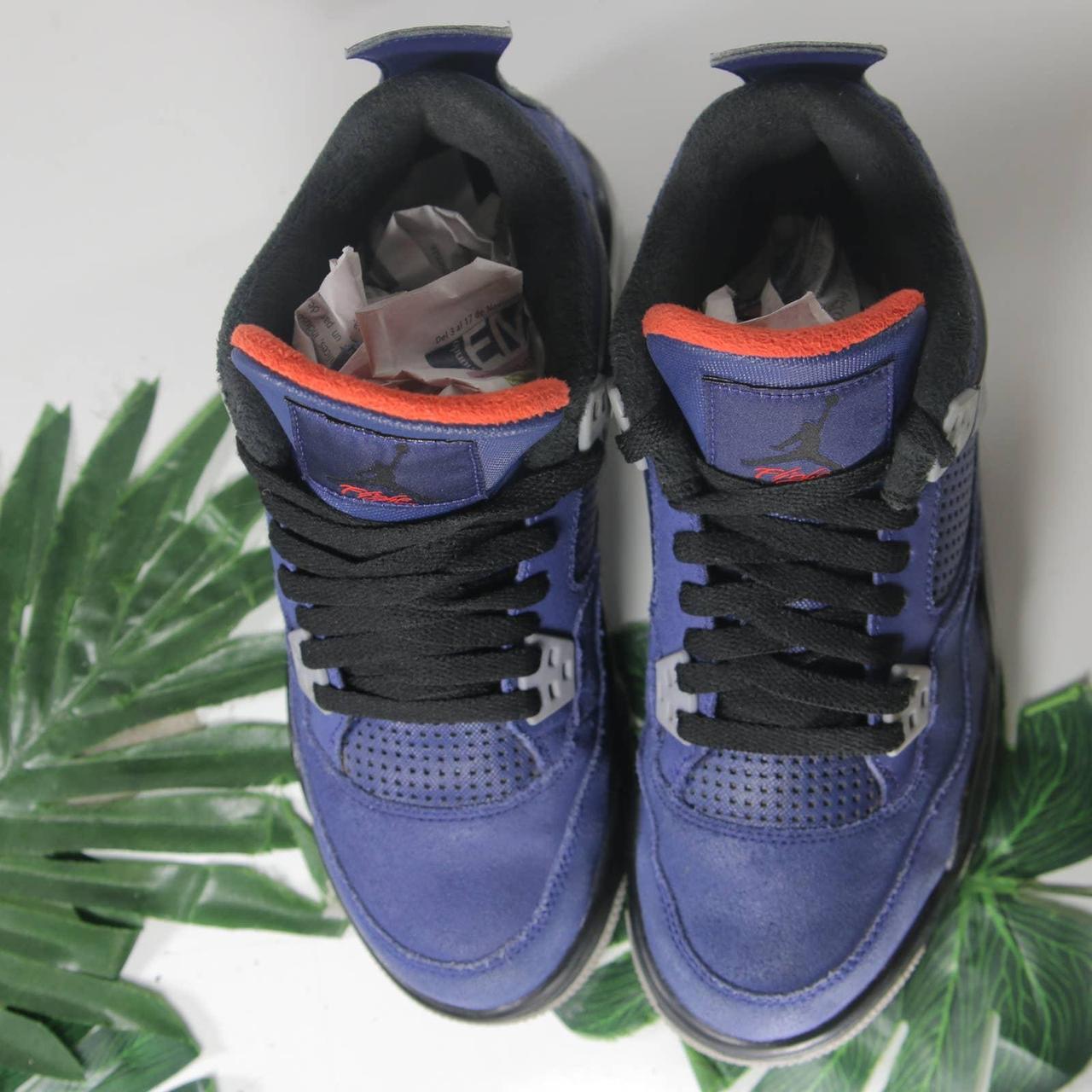 Name: Nike Air Jordan 4 Blue Navy Fur Lining... - Depop