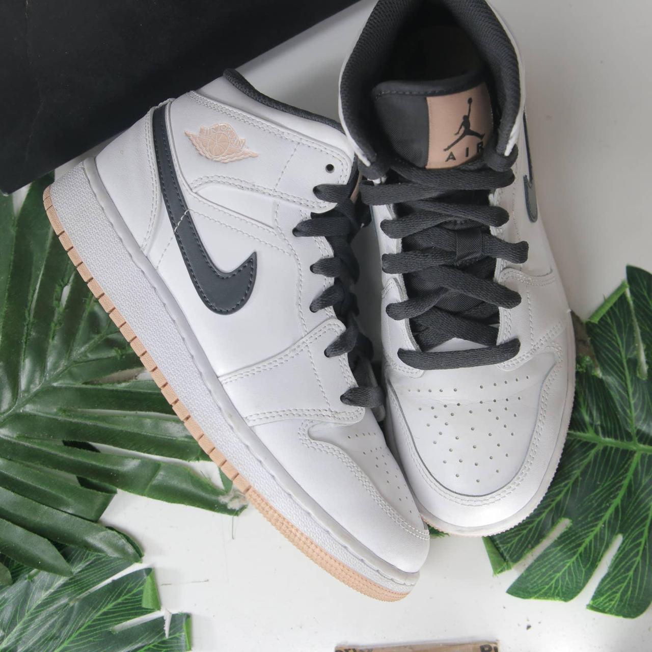 Name: Nike Air Jordan 1 Mid White Pink Black size... - Depop