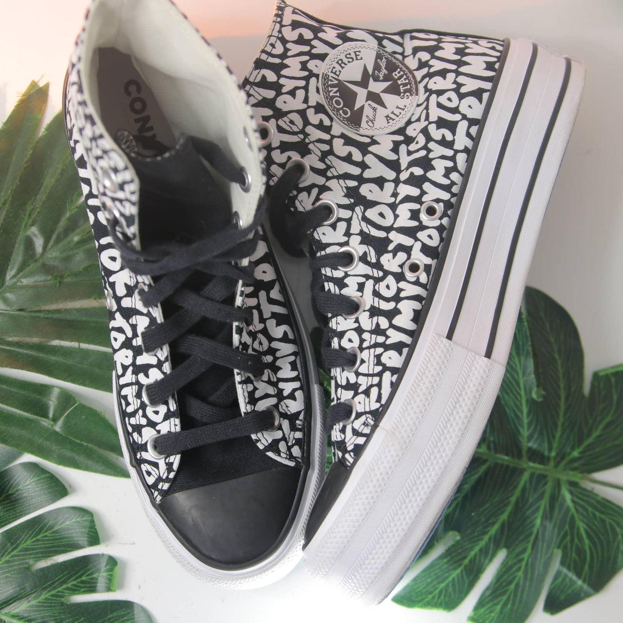 Name: Converse High Top Platform My Story White size... - Depop
