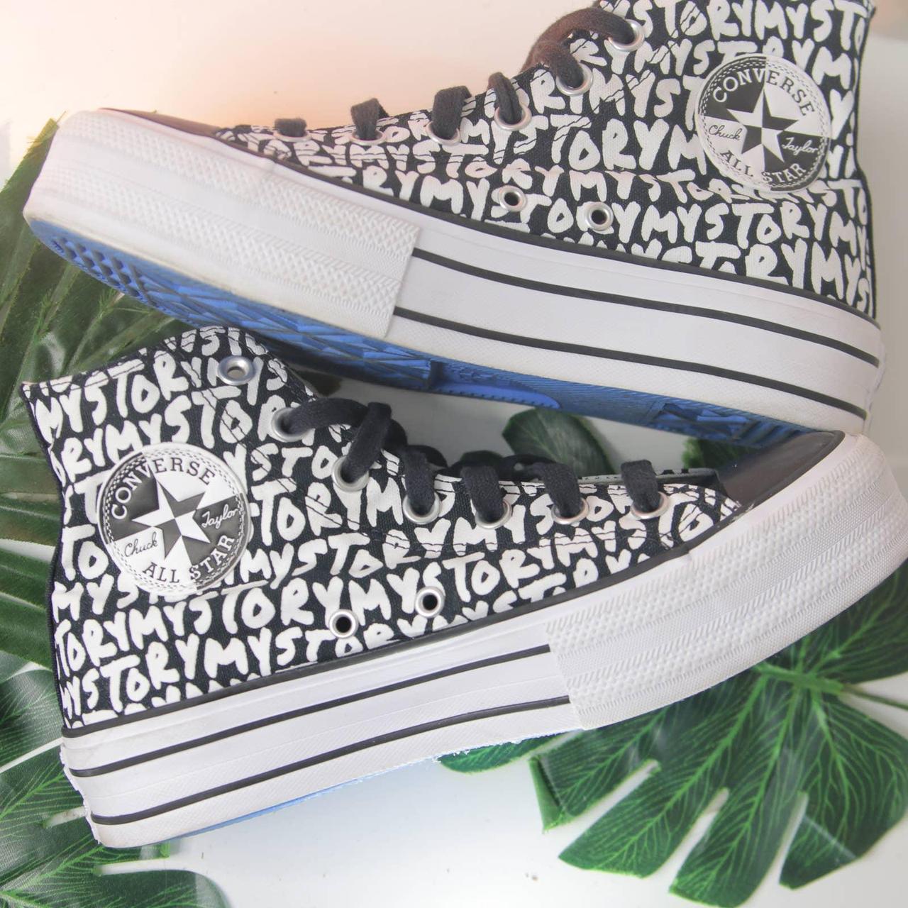 Name: Converse High Top Platform My Story White size... - Depop