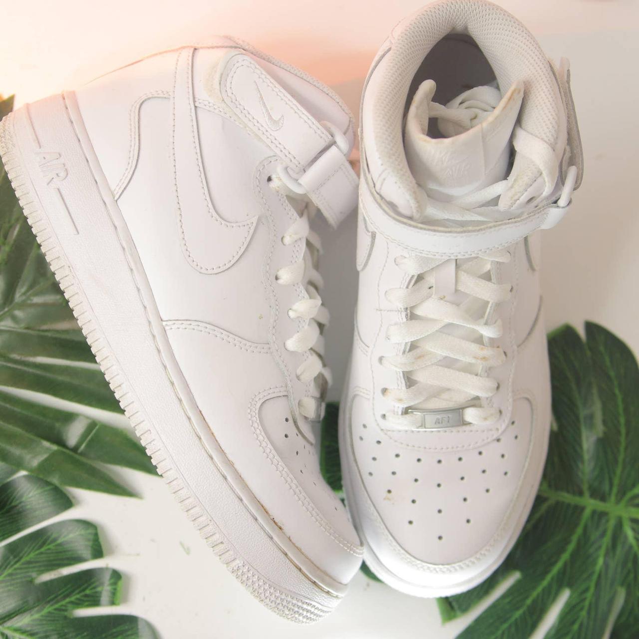 Name: Nike Af1 Air Force 1 Mid White Sneakers size... - Depop