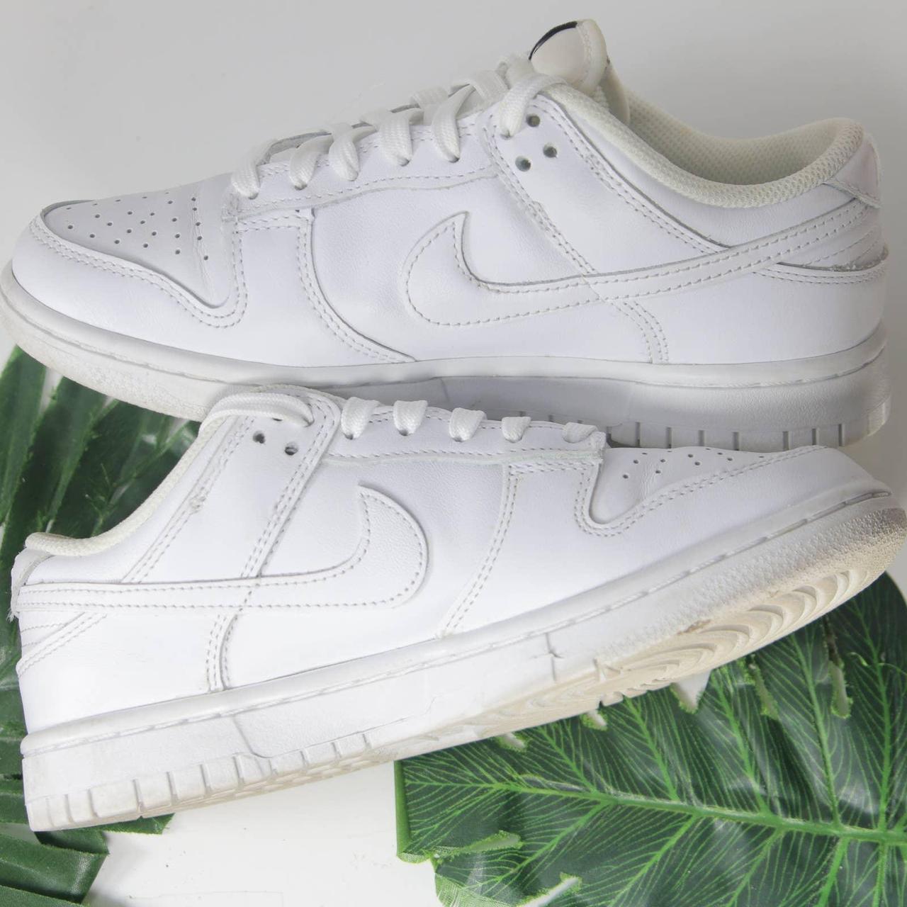Name: Nike Dunk Low All White Sneakers size 6.5... - Depop