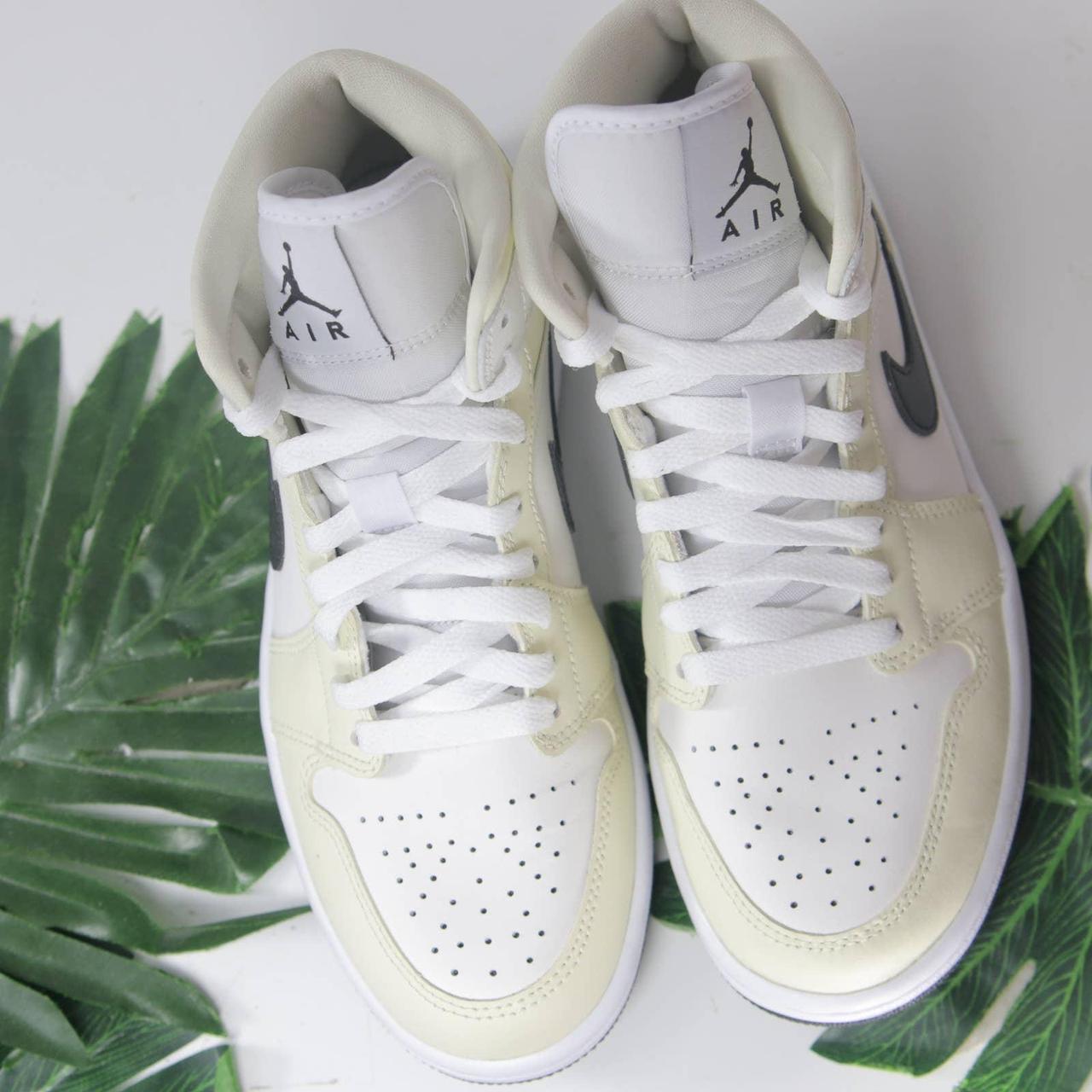 Name: Nike Air Jordan 1 Mid Yellow White Black... - Depop