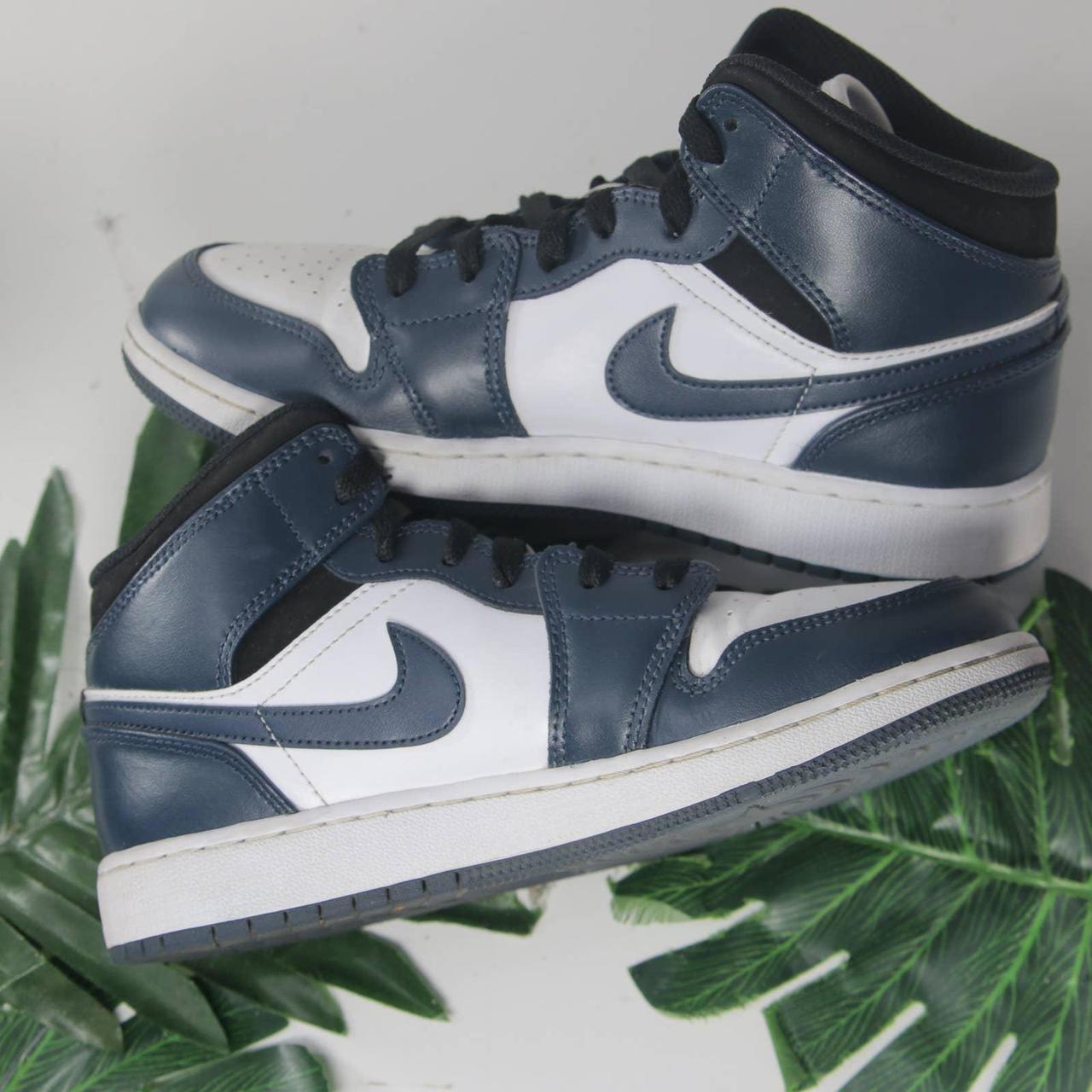 Name: Nike Air Jordan 1 mid NAvy Blue White Sneakers... - Depop