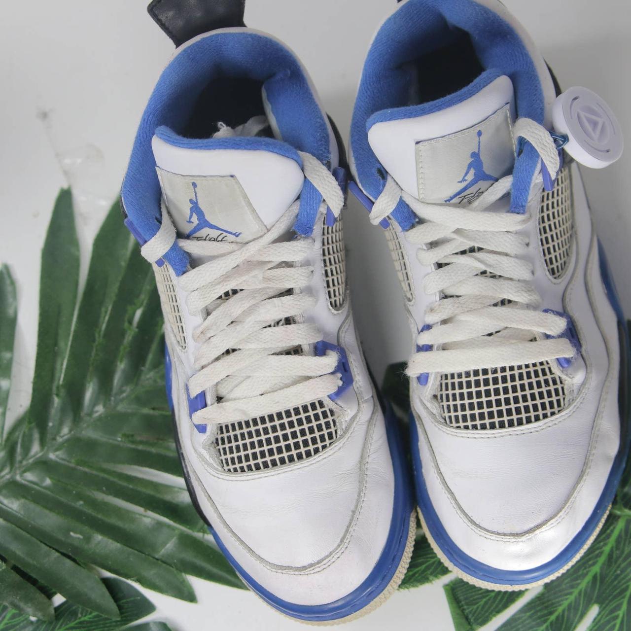 Name: Nike Air Jordan 4 Motorsport Blue White... - Depop