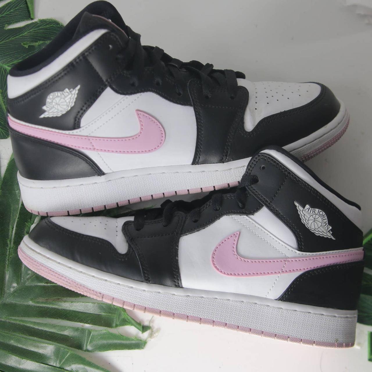 Name: Nike Air Jordan 1 Mid White Pink Black... - Depop