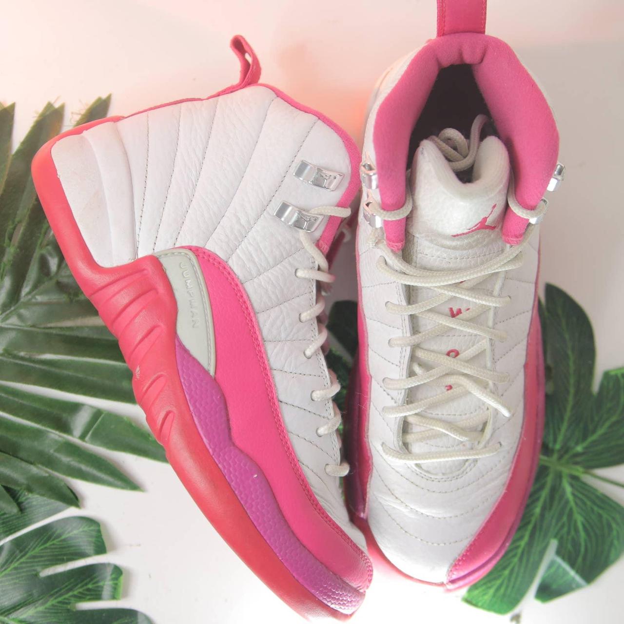 Name: Jordan 12 Pink White Sneakers size... - Depop