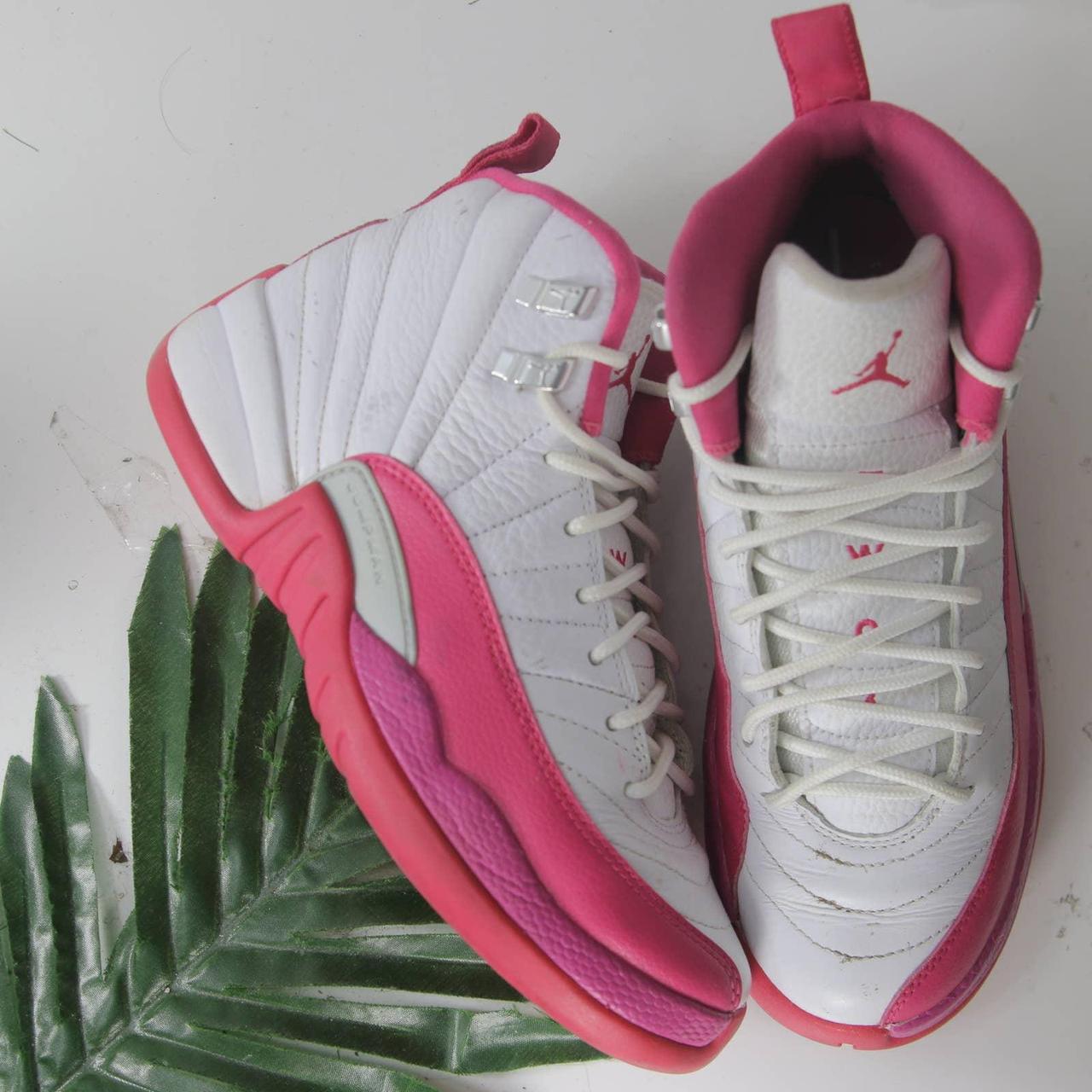 Name: Nike Air Jordan 12 Pink White Sneakers size... - Depop