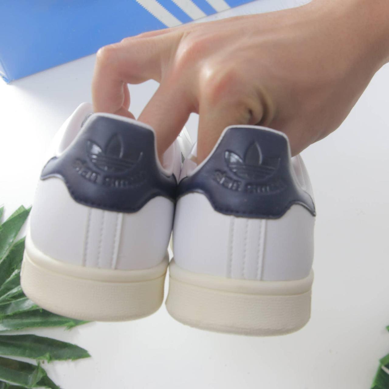 Name: Adidas Stan Smith White Navy Blue Women's... - Depop