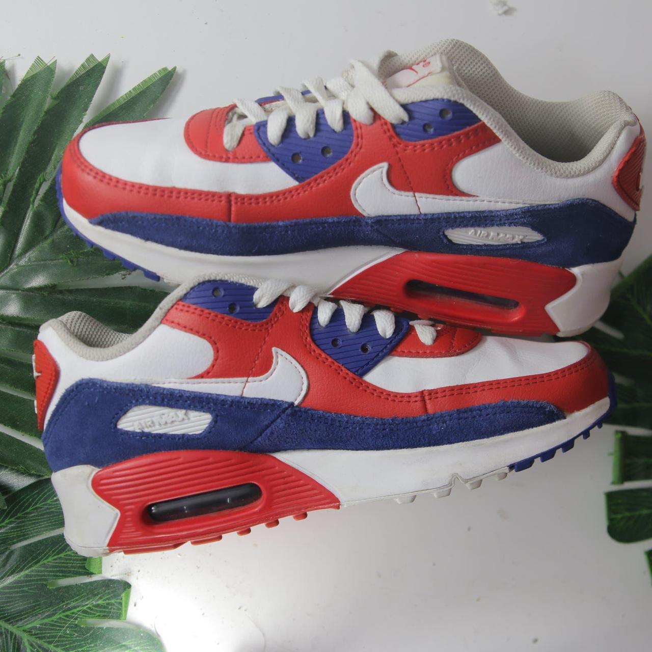 Name: Nike Air Max 90 White Red Blue Women's... - Depop