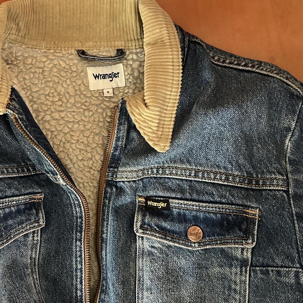 Women’s small wrangler denim jacket with corduroy... - Depop