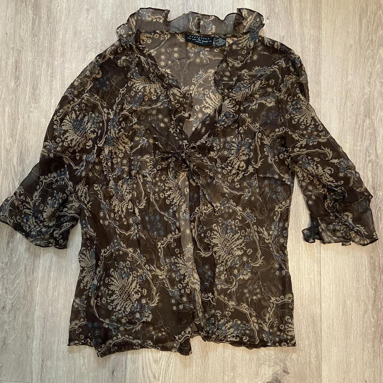 beautiful semi-sheer frilly tie front duster🪺 -size... - Depop