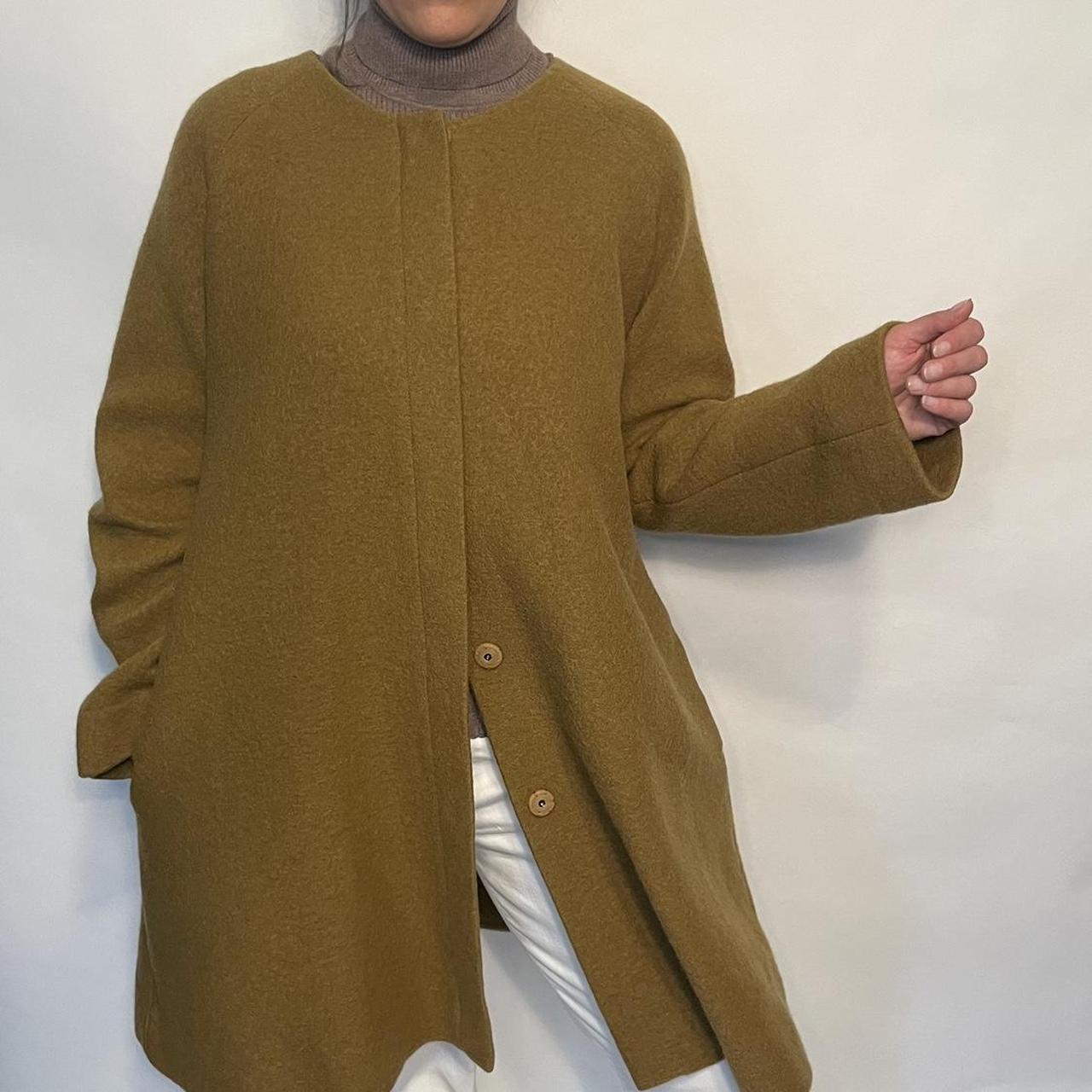 COS mustard yellow wool A-Line coat, Womens' size... - Depop