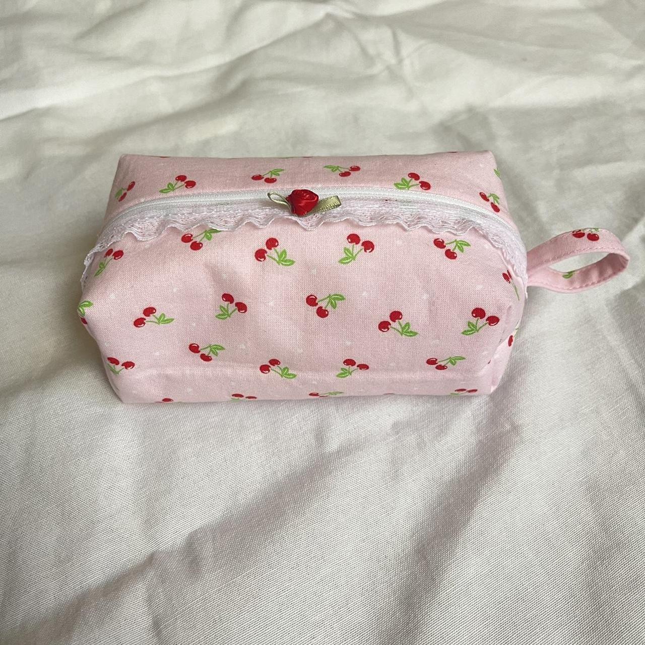 handmade cherry pouch 🍒🤍🍒 *size small* measurements... - Depop