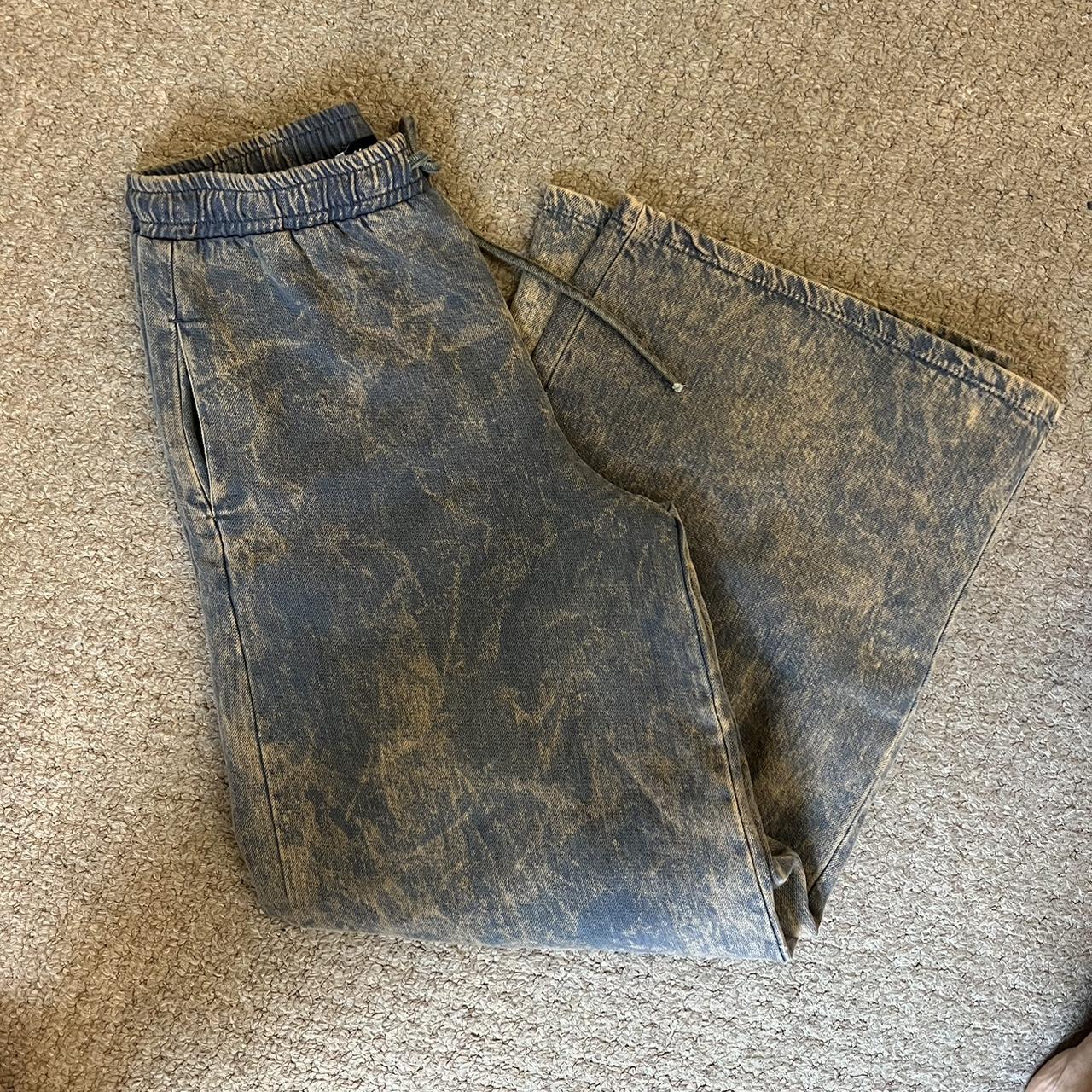 Zara lounguewear coord, acid wash trousers xs top... - Depop