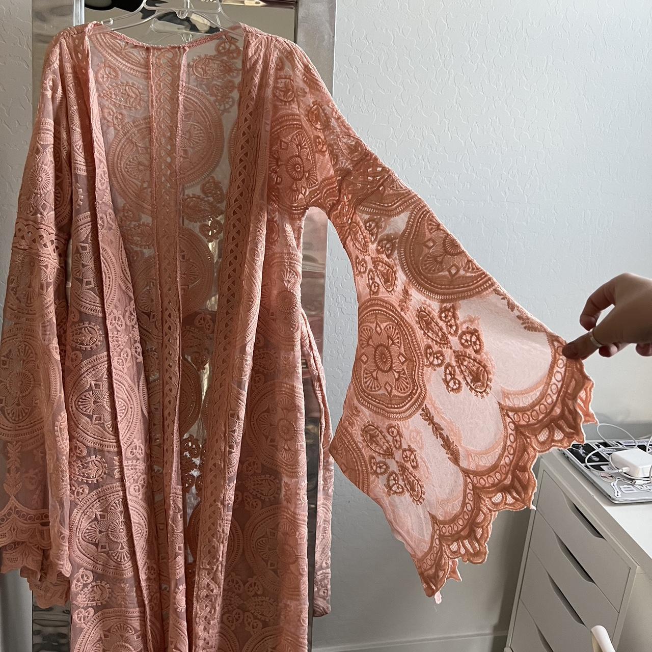 Sheer Peach Robe Amazing sleeves we love the... - Depop
