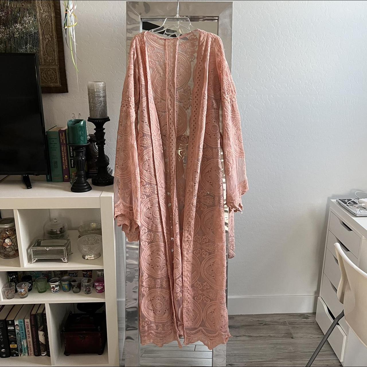 Sheer Peach Robe Amazing sleeves we love the... - Depop
